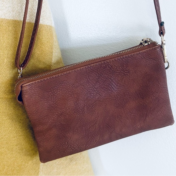 jen & co | Bags | Jen Company Purse Wallet Adjustable Strap Brown ...